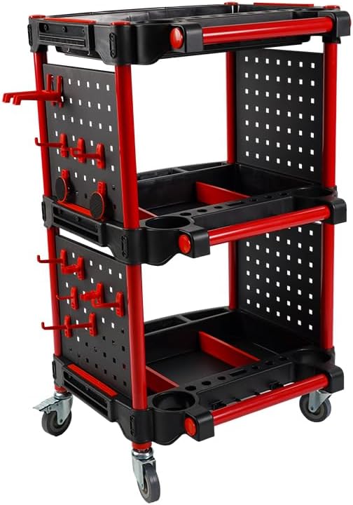 Amazon.com: Yeeoy Auto Detailing Tool Cart, 3-Tier Rolling Utility Cart ...