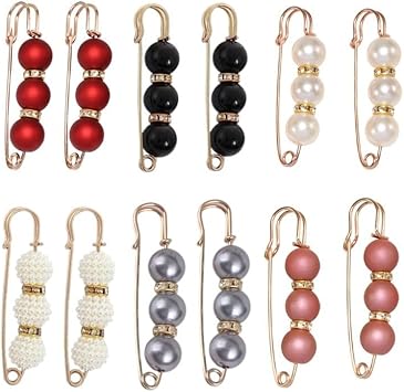Amazon.com: 12 Pieces Pearl Brooch Pins, Safety Pin for Women Girls ...
