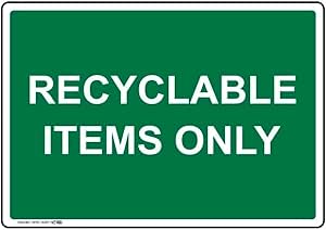 Amazon.com: Recyclable Items Only Label Decal, 10x7 in. Vinyl for ...