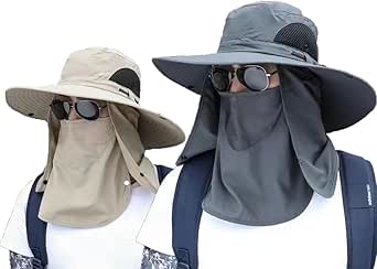 NDOOL 2 Unidades Sombrero para el Sol Protector Gorro Pescador Anti UV UPF50+, 2 Gorra Pesca ...