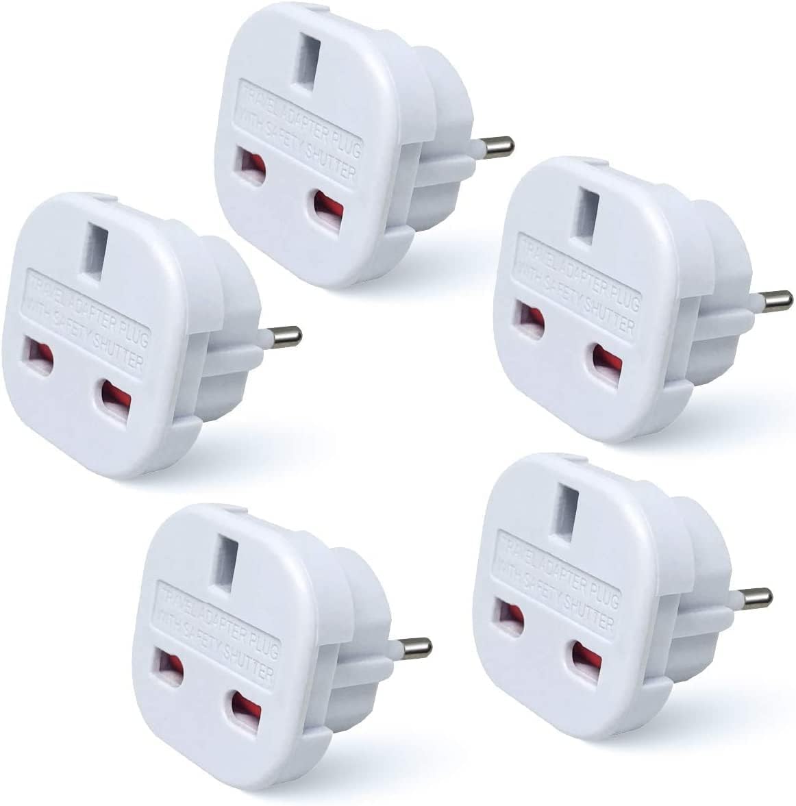 Travel Plug [5 PACK] Converts UK Plug to EU Plug - For Continental ...