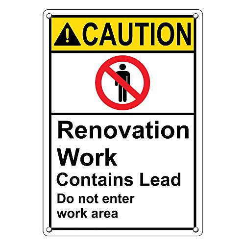 Weatherproof Plastic Vertical ANSI Caution Renovation Work Contains ...