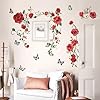 Amazon.com: decalmile Red Rose Vine Wall Decals Flowers Butterfly ...