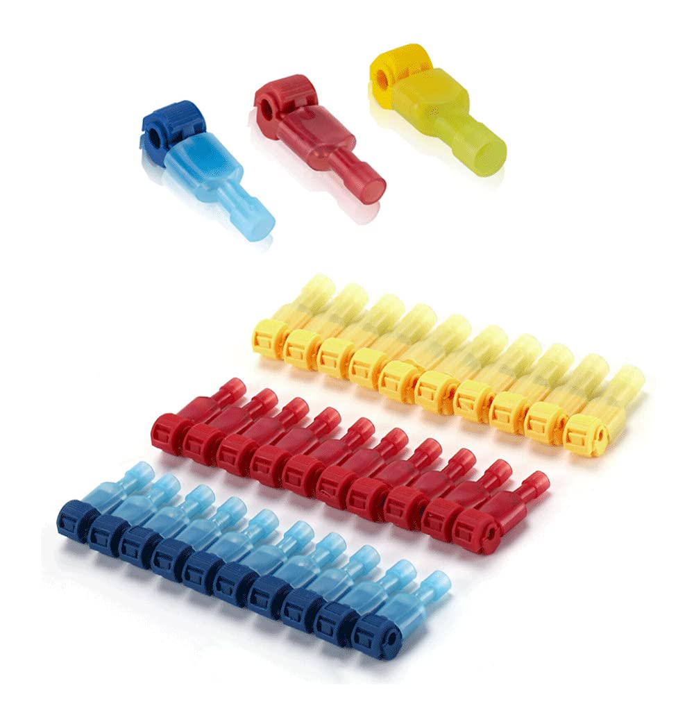JORCEDI 60pcs T-Taps Wire Terminal Connectors Insulated 22-10 AWG Quick ...