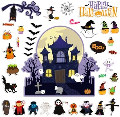 Amazon.com: Estune 72 Pcs Happy Halloween Bulletin Board Set Bat ...