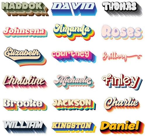 Amazon.com: Personalized Custom Retro Name Stickers Name Stickers Retro ...