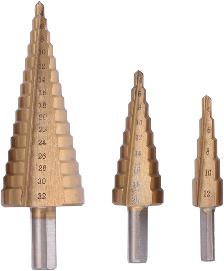 HOHXEN 1/4 Hex Shank Titanium Step Drill Bit High Speed Steel 11 Steps ...