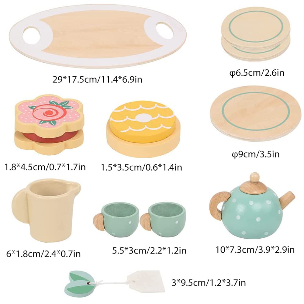 Tea Sets For Toddlers 3-5 15pcs Wooden Tea Set For Little Girls Play ...