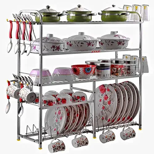 AVAIL Stainless Steel 5 Shelf Wall Mount Kitchen Racks | Dish Rack with ...