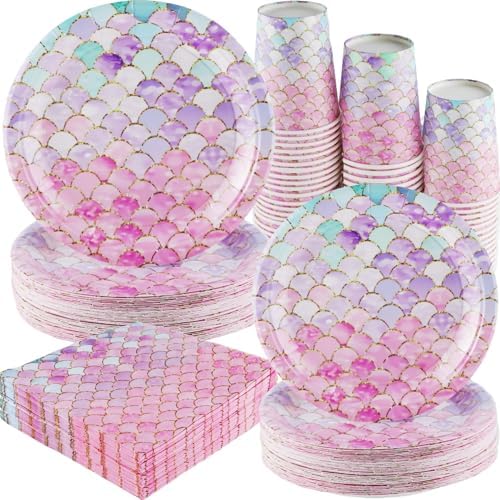 Amazon.com: Mermaid Party Tableware Set - 200PCS Birthday Party ...