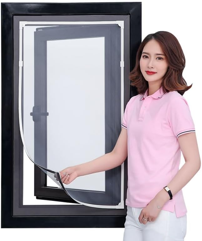 32×24 Inch Adjustable DIY Magnetic Window Screen Mesh Frame Replacement ...