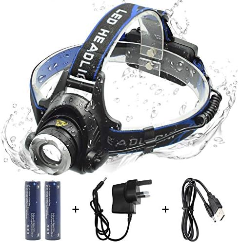 LULUWA Head Torch 2000 & 5000 Lumen Zoomable Rechargeable LED Headlamp ...