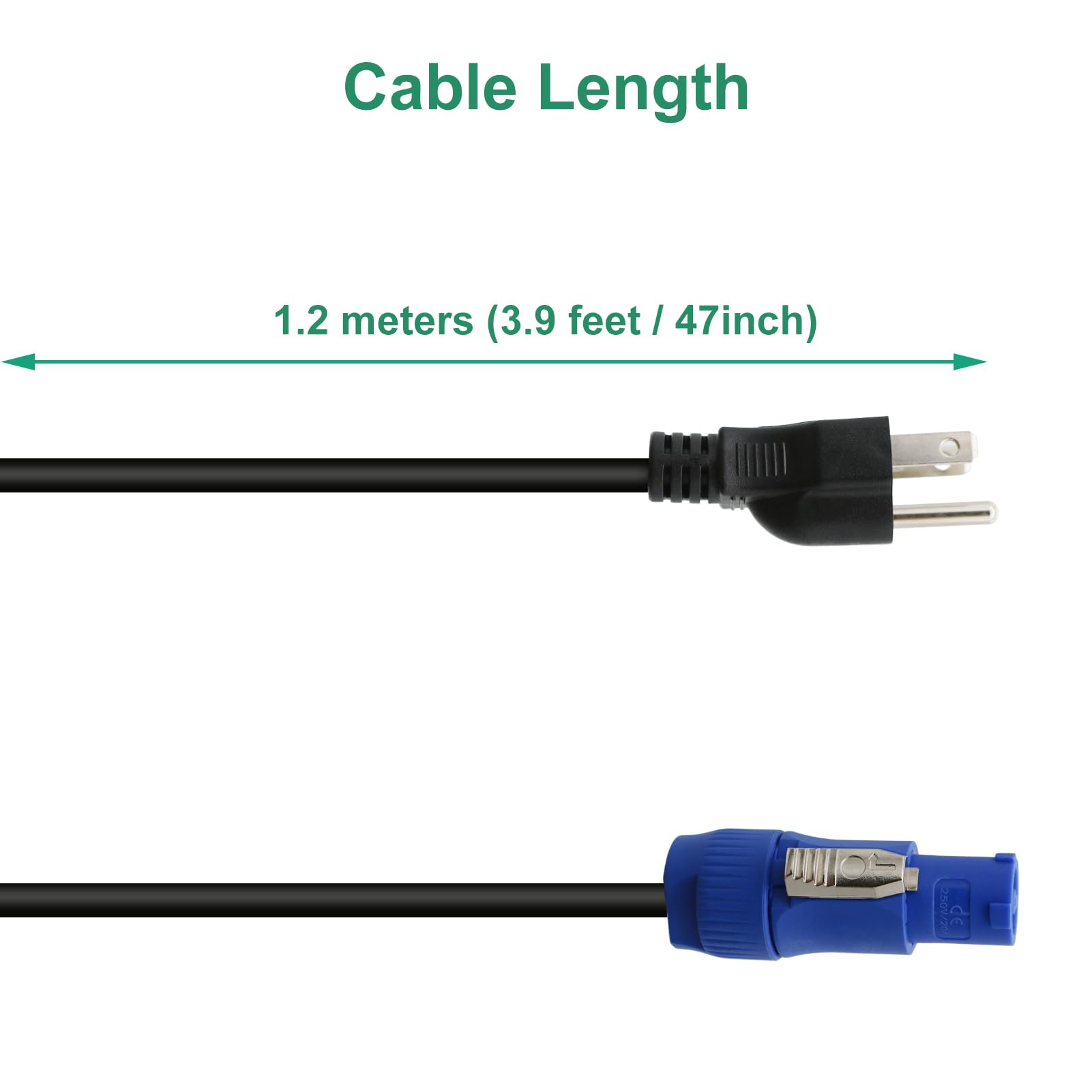Snapklik.com : PowerCon Cable 3.9 FT - AC Power Plug 3 Prong NEMA 5-15P ...