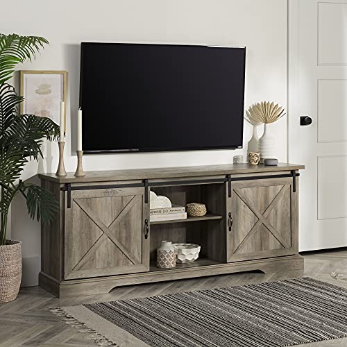 Walker Edison Farmhouse Barn Door TV Stand [western home]
