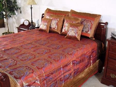 Amazon.com: 7p Peacock Duvet India Sari Bedding Set Bedspread Quilt ...
