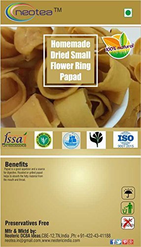 Neotea Homemade Dried Papad/Pappad/Papadum/Appalam 250g (Small Flower ...