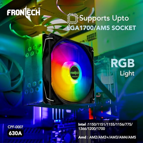 Frontech 630A CPU Air Cooler | 6 Copper Heat Pipes, 120mm RGB Fan, 1800 ...