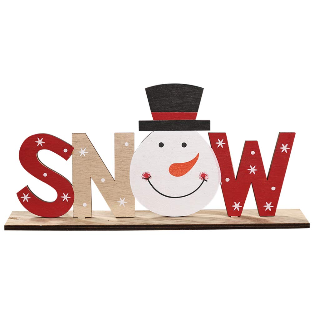Amazon.com: Amosfun Christmas Wooden SNOW Letter Sign Snowman ...