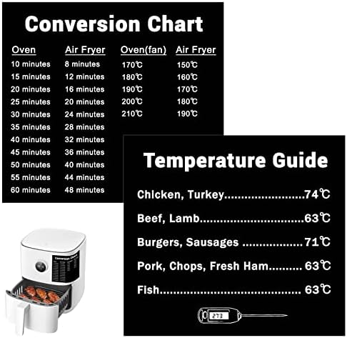 2PCS Air Fryer Conversion Chart Air Fryer Accessories, Air Fryer ...