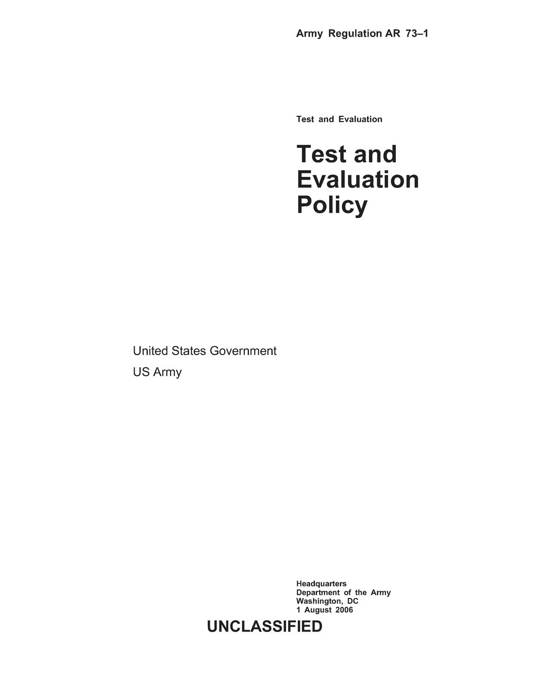 Amazon.com: Army Regulation AR 73-1 Test and Evaluation Policy ...