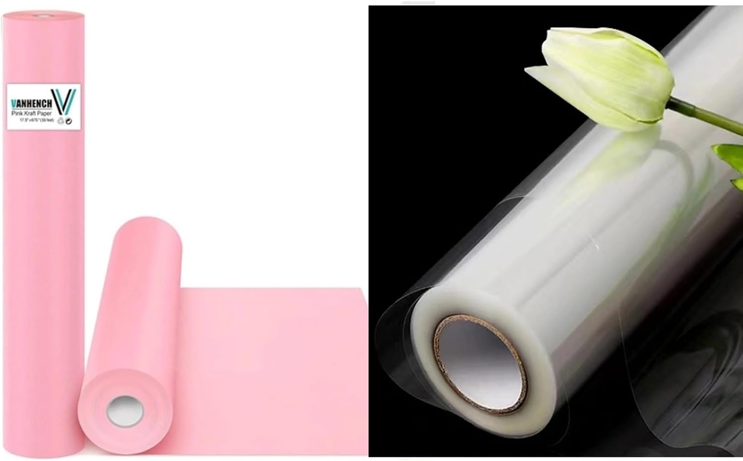 Amazon.com: Vanhench Pink Gift Wrapping Paper & Clear Cellophane Wrap ...