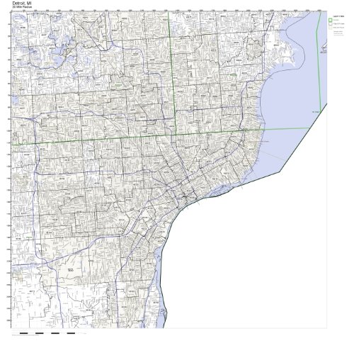 Amazon.com : Detroit, MI ZIP Code Map Not Laminated : Prints : Office ...