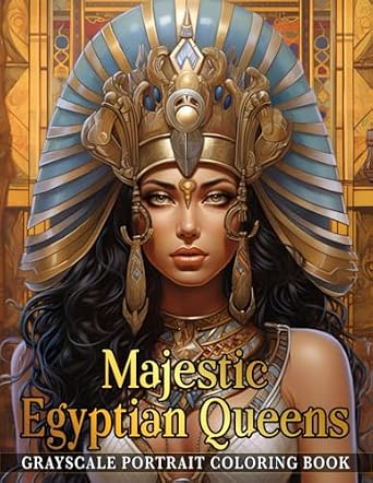 Amazon.com: Majestic Egyptian Queens: Grayscale Portrait Coloring Book ...