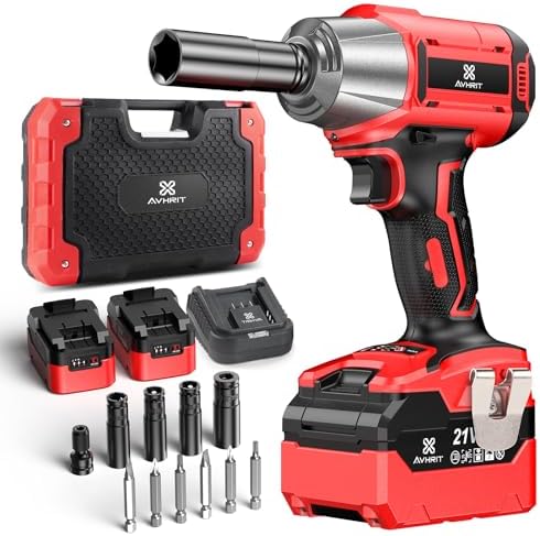 Cordless Impact Wrench 1/2 Inch w/ 2X 4.0Ah Battery, 650Nm/479Ft-lbs ...