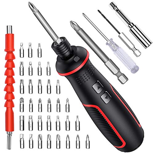 TOOLTOO Cordless Electric & Manual Screwdriver Kit 5V - LED Work Light ...
