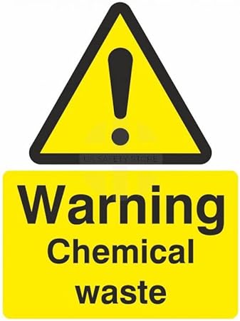 Warning Chemical Waste Sign Self Adhesive Gloss Sticker 160mm x 125mm ...