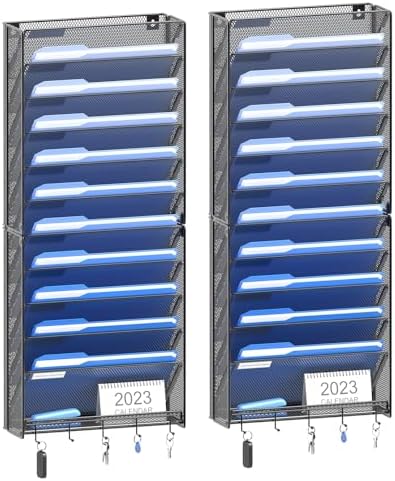 OUTWOLF 2Pack 12 Tier Hanging Wall File Organizer with Hooks, Vertical ...