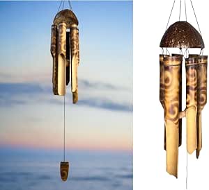 Amazon.com : Large 39” Bamboo Windchime with Rustic Tropical Coconut ...