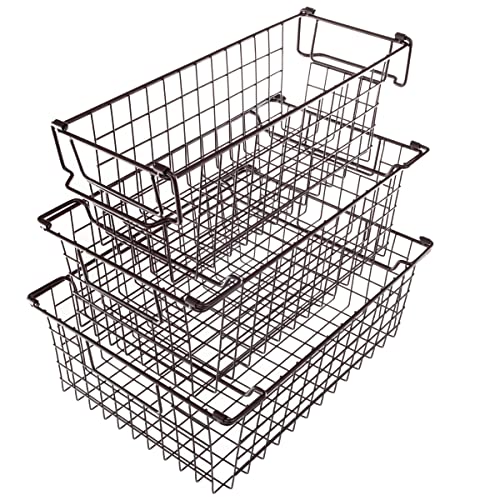 Snapklik.com : Home-Complete 16 Large Stackable Wire Baskets, 3-size ...