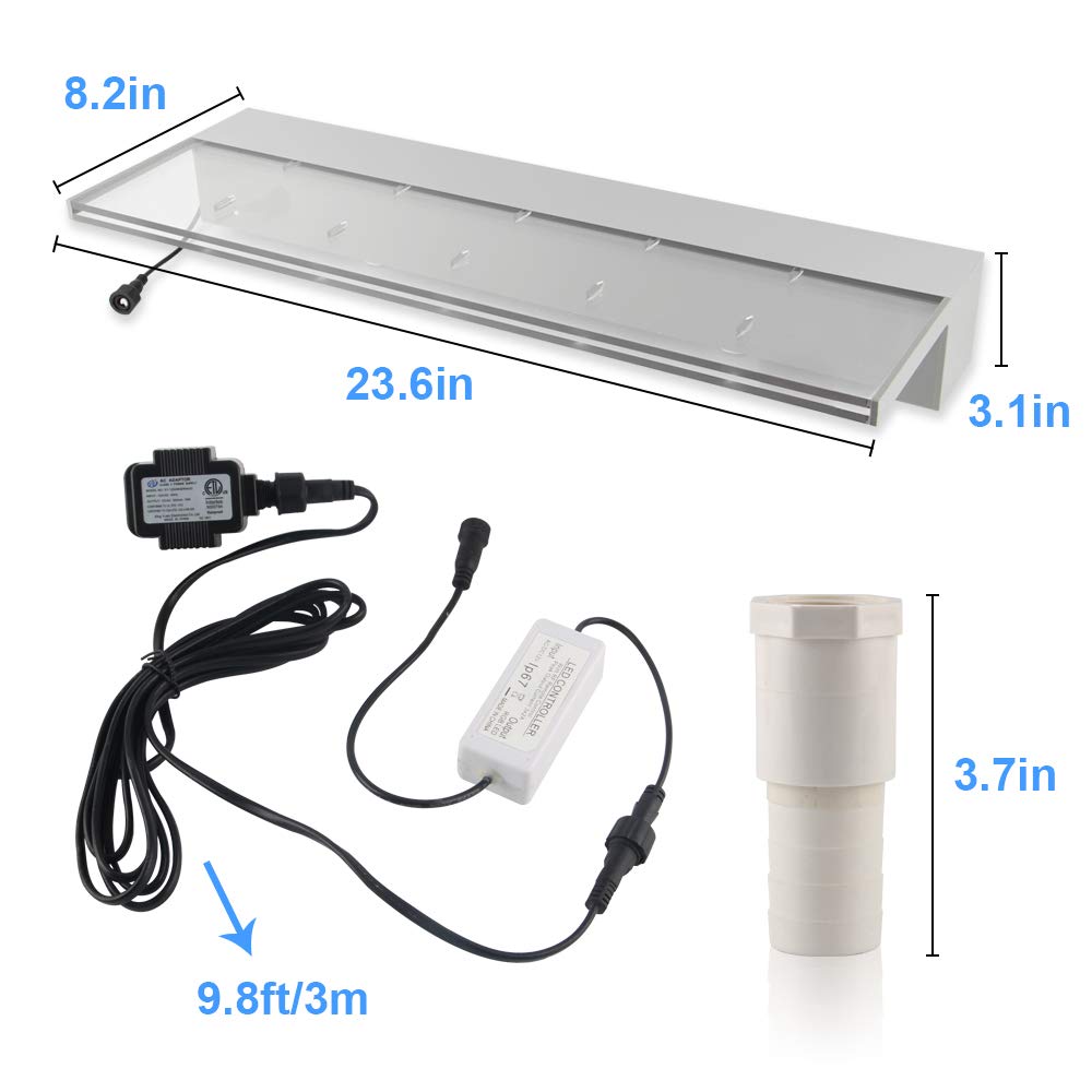 Snapklik.com : Lighted Waterfall Pool Fountain 24" RGB LED Pool ...