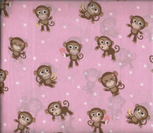 Amazon.com: Pink/White Polka Dots Monkeys Twin Sheet Set Monkey Bananas ...