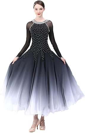 JRUIA Robe De Danse De Salon Valse pour Femmes Déguisement Performance ...