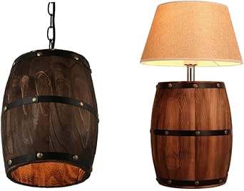 Newrays Antique Wood Wine Barrel Pendant Lamp & Table Lamp - Amazon.com