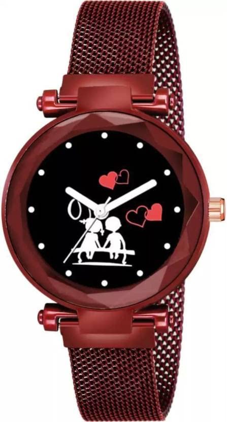 Buy KDS Analog Watch - for Women Black Dial Sitting Couple Heart with ...