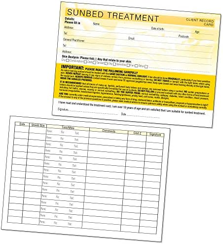 Sunbed Tanning Client Record Card - Treatment Consultation Form for ...