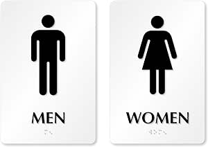 Amazon.com: SmartSign Men and Women Bathroom Sign Kit, 6" x 9" Restroom ...