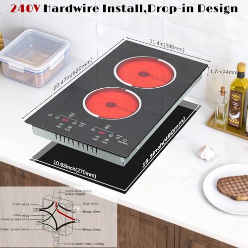 Karinear 2 Burner Electric Cooktop, 12 Inch Ceramic Glass Stove Top ...
