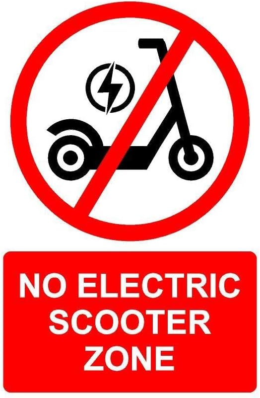 No electric scooter zone safety sign - 1mm flexible Plastic sign (400mm ...