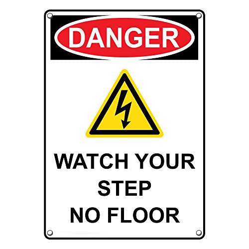 Weatherproof Plastic Vertical OSHA Danger Watch Your Step No Floor Sign ...
