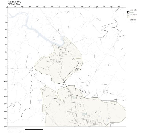 Amazon.com : ZIP Code Wall Map of Halifax, VA ZIP Code Map Not ...
