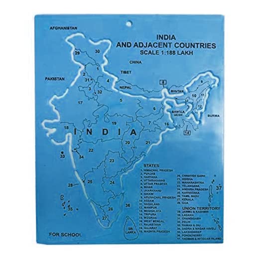 India Map Stencil Plastic (19 cm x 15.5 cm x 0.5 cm, (Color May be Vary ...