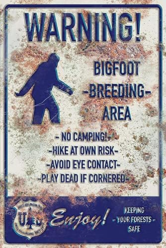 Amazon.com: Bigfoot Breeding Area Metal Retro Plaque Warning Sign Metal ...