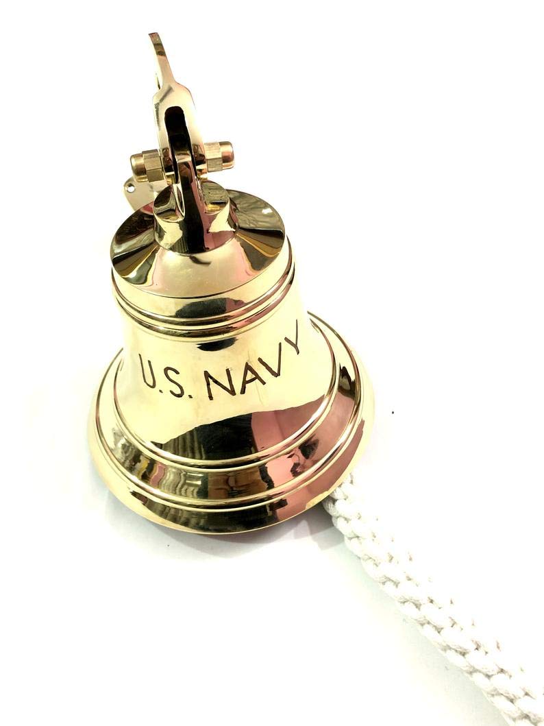 Ship Bell 10 Inch Brass US Navy Replica - Nautical Decorative Bell For ...