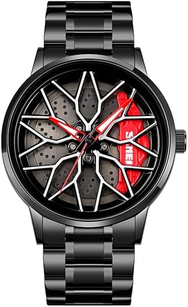 Buy JollyBilly Men's Car Wheel Watch with 360 Degree Rotating Wheel ...