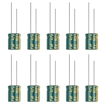 Amazon.com: 10 Pieces 100V 47UF Aluminum electrolytic capacitors with Long Life, high ...