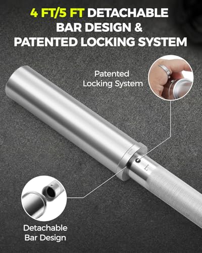 DASKING 4ft/4.9ft Olympic Barbell Review: Portable Strength Bar for ...